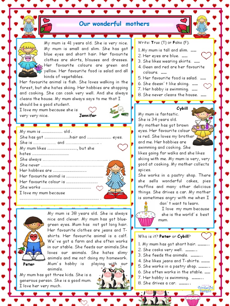 Our Wonderful Mums Key Included Reading Comprehension Exercises 23820 ...