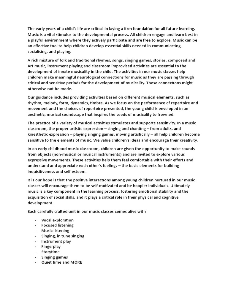 Promotion Letter For Music Class | PDF | Singing | Learning