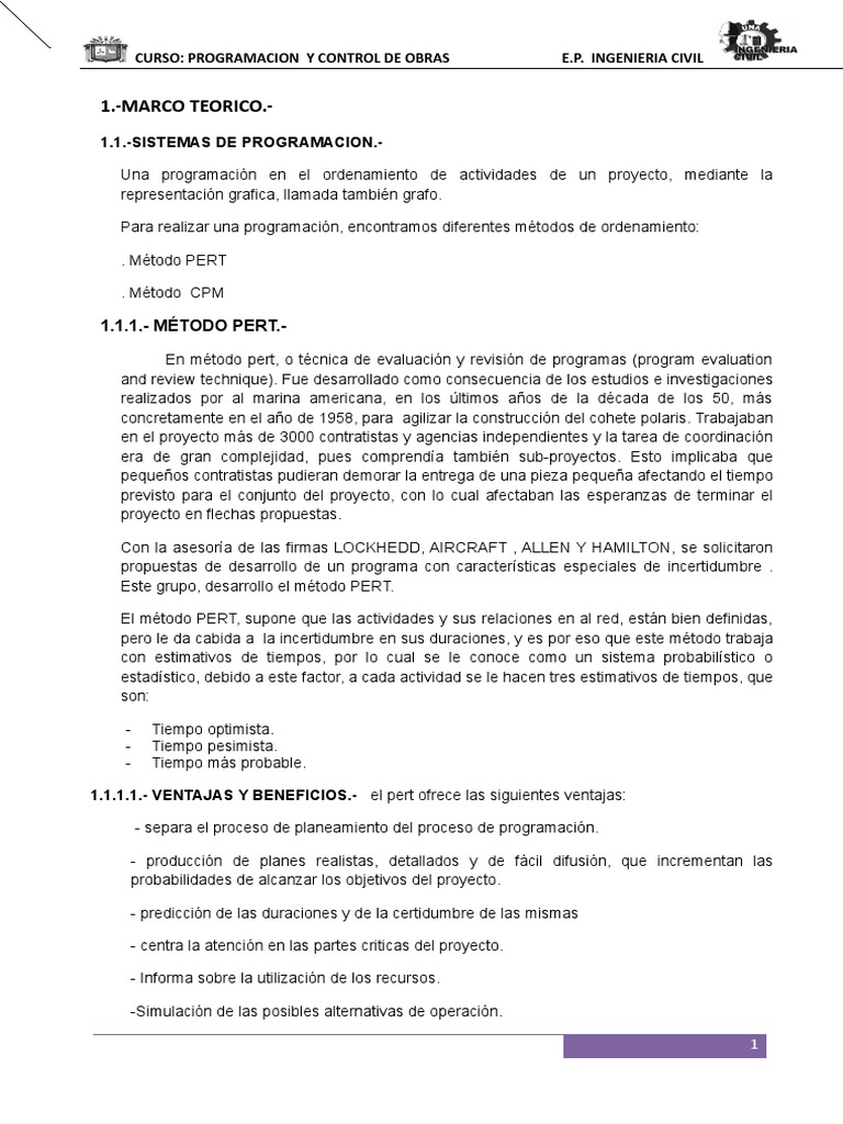 Programacion y Control de Obras - Marco Teorico | Descargar gratis PDF ...