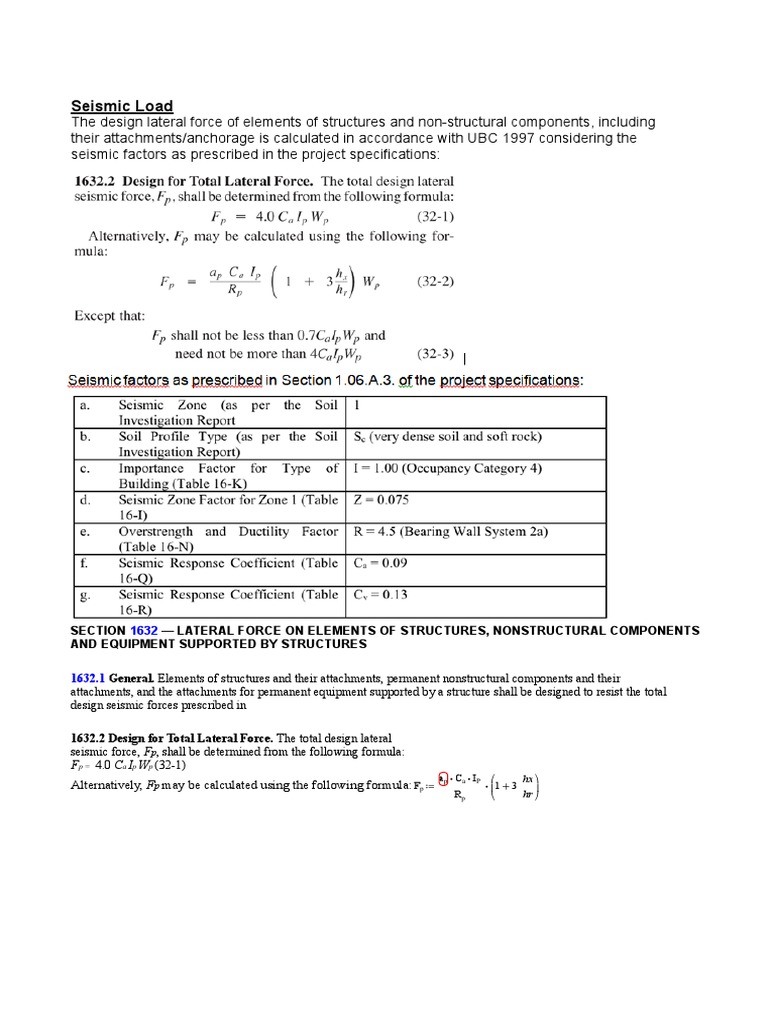 Seismic Load Refrence Pages | PDF