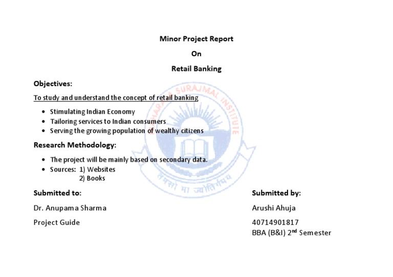 Minor Project Report On Retail Banking Objectives | PDF