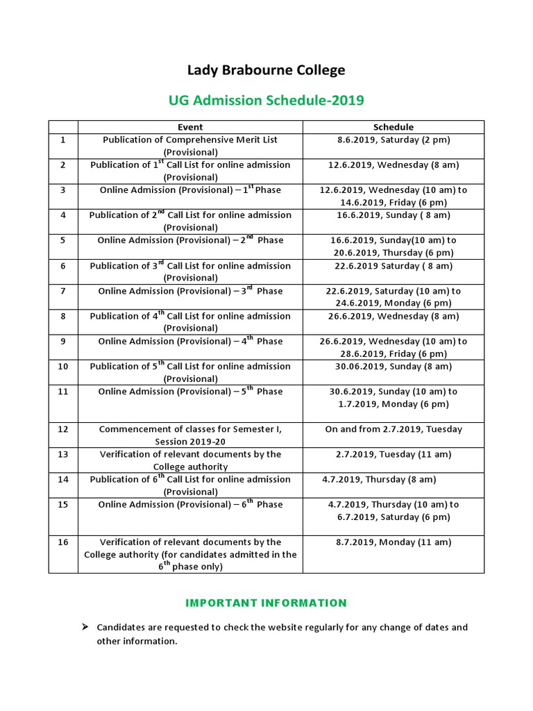 LBC Admission Schedule | PDF | Passport | Government