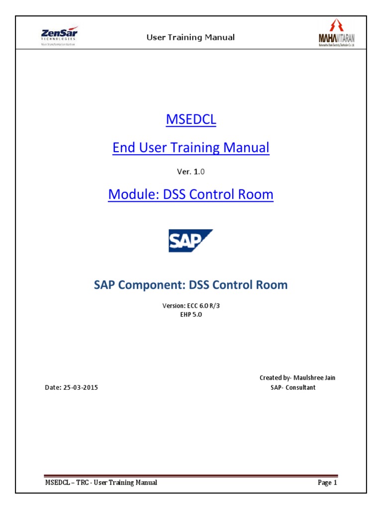 User Manual DSS Control Room - MSEDCL | PDF | Graphical User Interfaces | Menu (Computing)