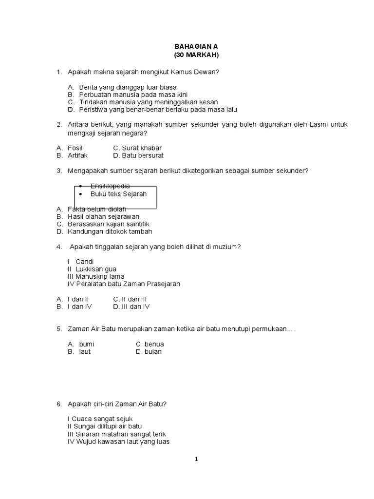 Sejarah t1 Final Exam | PDF