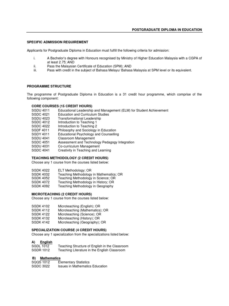 Postgraduate Diploma in Education | PDF | Postgraduate Education | Diploma