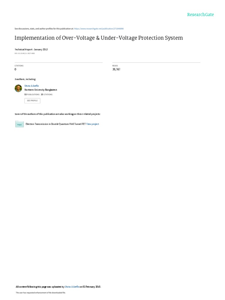 Implementation of Over-Voltage & Under-Voltage Protection System | PDF ...