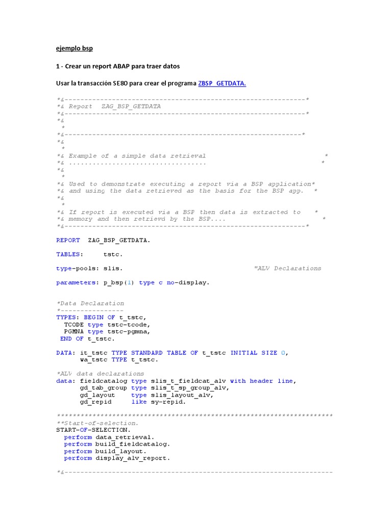 Creating a Simple ABAP Report and BSP Application to Retrieve and ...
