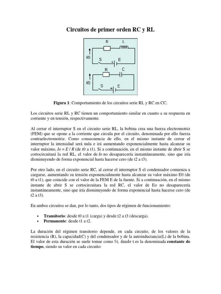 Circuitos de Primer Orden RC y RL | PDF | Impedancia eléctrica | Inductor