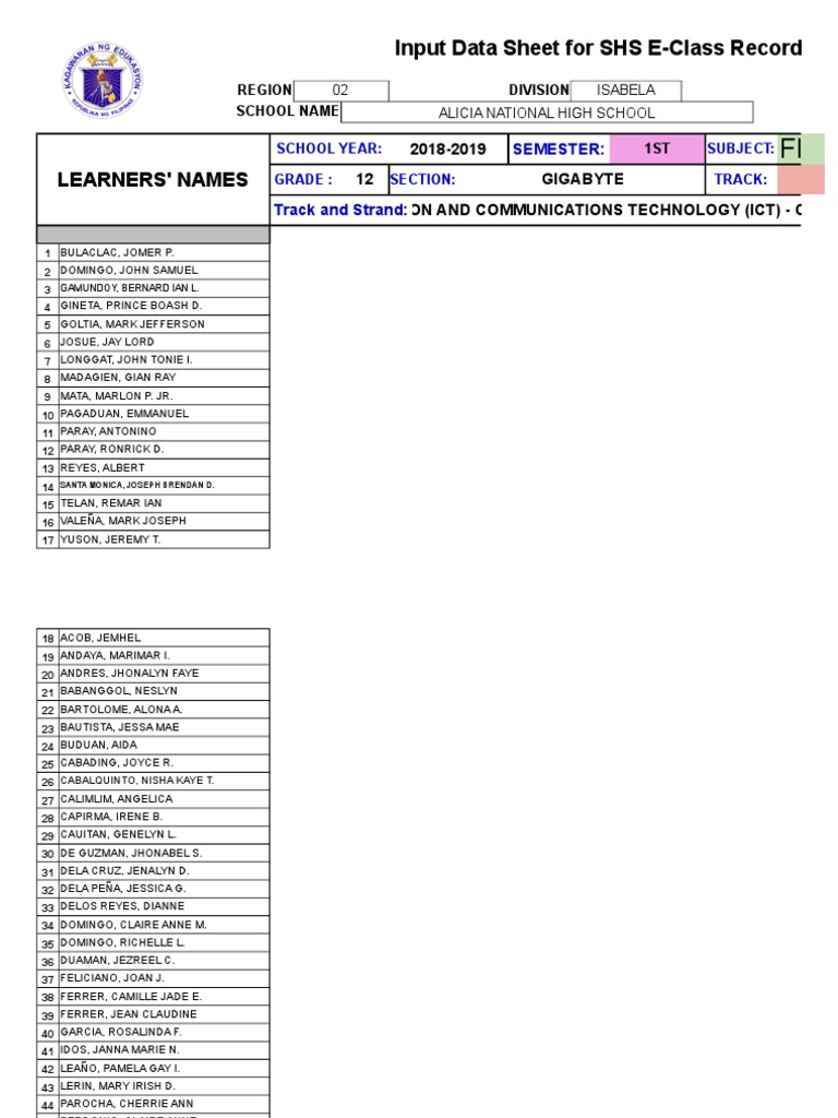 Subject G12-Gigabyte1 Tvl-Ict Eclassrecord 1stsem 2018-19 | PDF ...