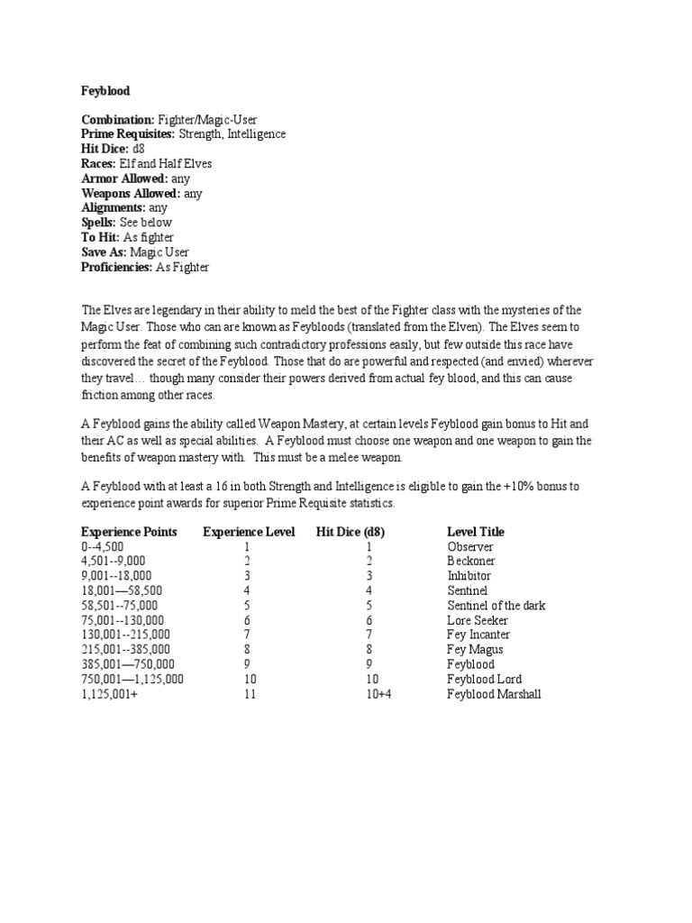 Fey Blood | PDF | Elf (Dungeons & Dragons) | Role Playing Games