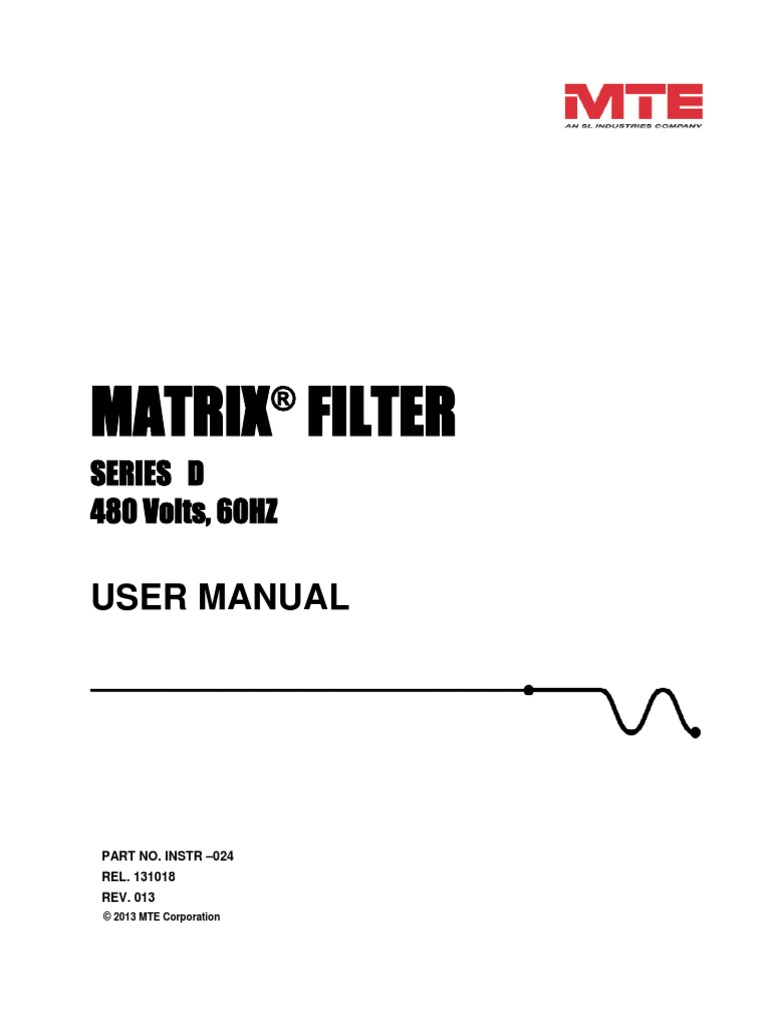 Matrix Filter Series D 480V 60Hz User Manual | PDF | Amplifier | Capacitor