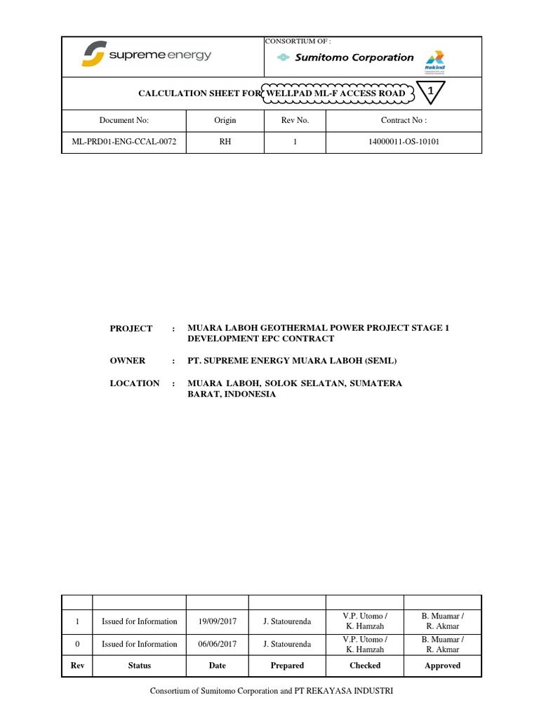 Ml-prd01-Eng-ccal-0072 Rev.1 - Calculation Sheet For Wellpad ML-F ...