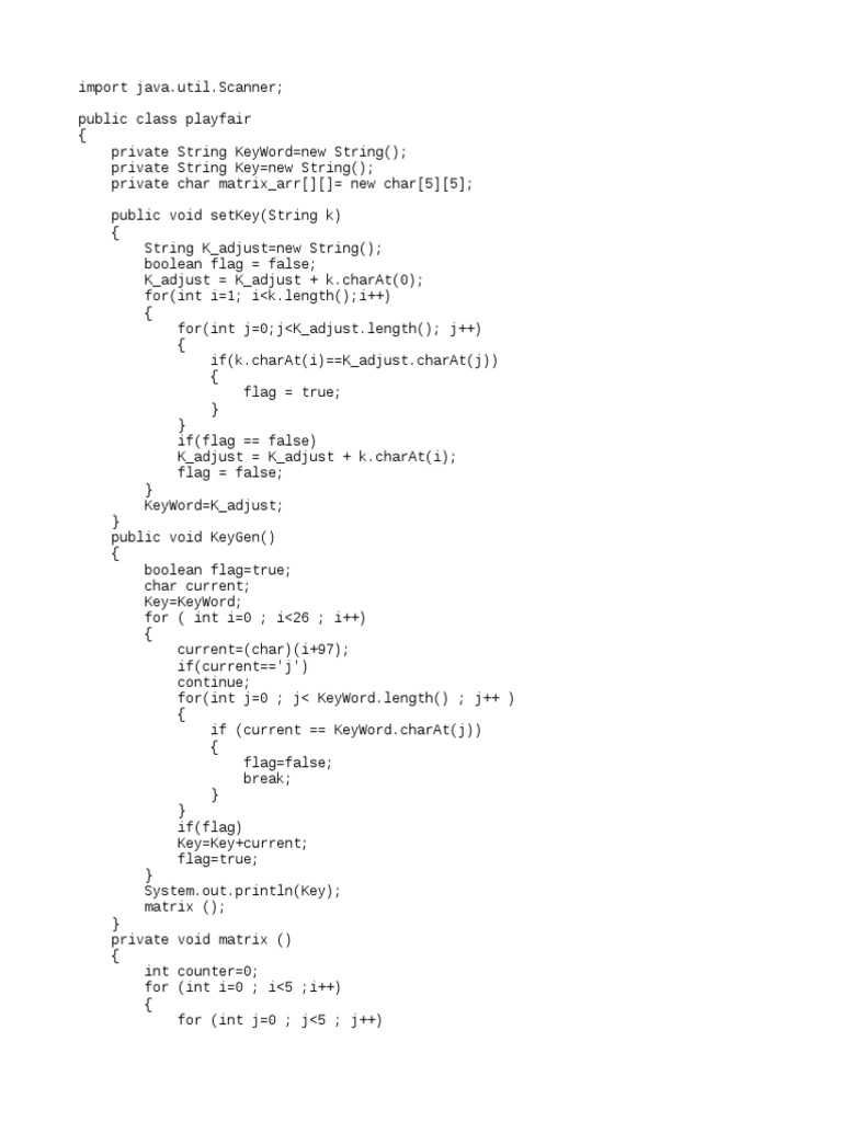 Playfair Cipher | PDF | Encryption | Espionage Techniques