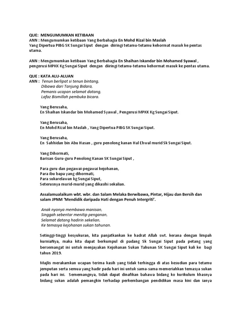 Skrip Ucapan | PDF