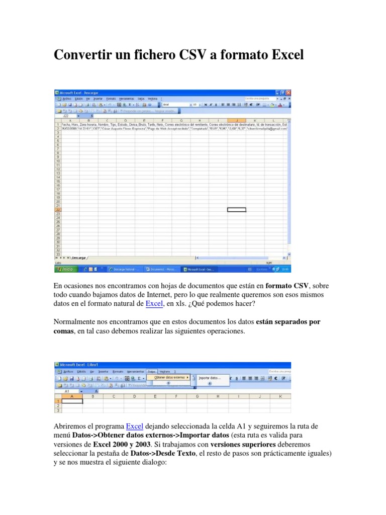 Convertir Un Fichero CSV A Formato Excel | PDF | Computadoras