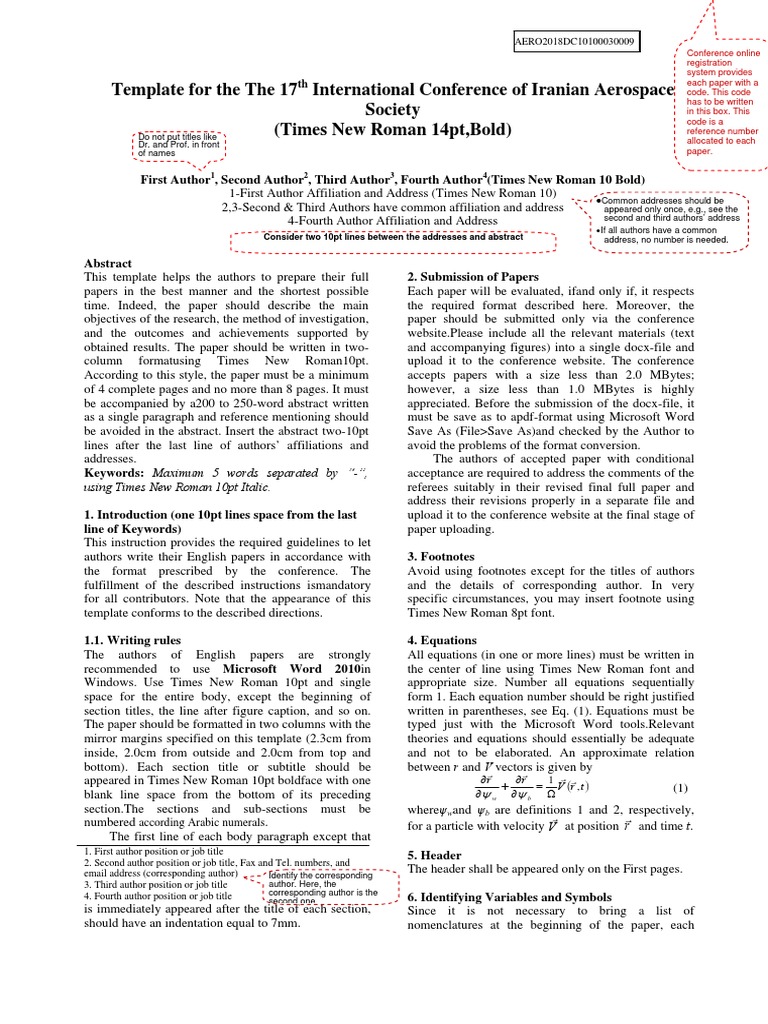 Conference Paper Submission Guidelines | PDF | Times New Roman ...