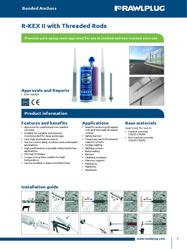 R-KEX II With Threaded Rods: Bonded Anchors | PDF | Concrete | Applied ...