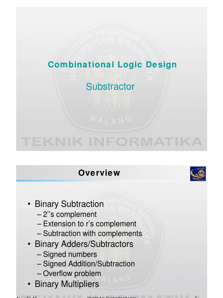 Substractor: Combinational Logic Design | PDF | Subtraction | Theoretical Computer Science