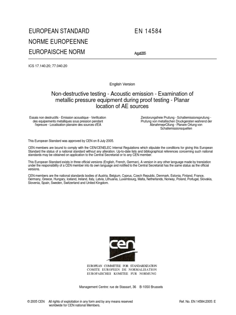 European Standard EN 14584 Norme Europeenne Europaische Norm | PDF ...
