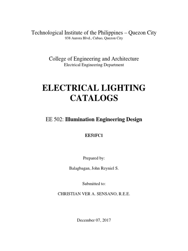 Electrical Lighting Catalogs for EE 502 | PDF