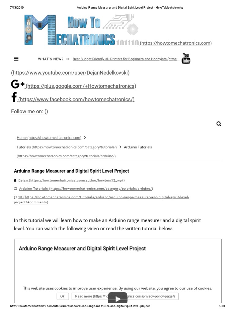 Arduino Range Measurer And Digital Spirit Level Project Howtomechatronics Pdf Cartesian 