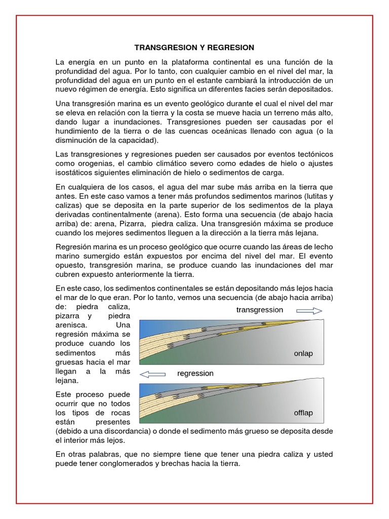 Transgresion y Regresion | PDF | Sedimentología | Naturaleza