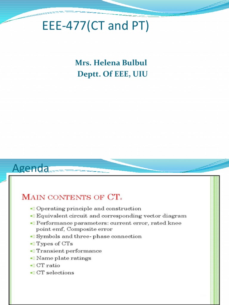 Ct And Pt Slide Pdf Transformer Electronic Engineering