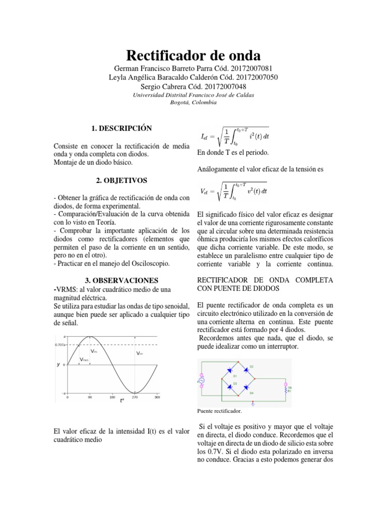Lab 2. Electronica | PDF | Rectificador | Diodo