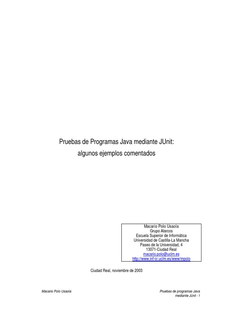Pruebas unitarias de clases bancarias mediante JUnit: tres ejemplos comentados | PDF | Java ...