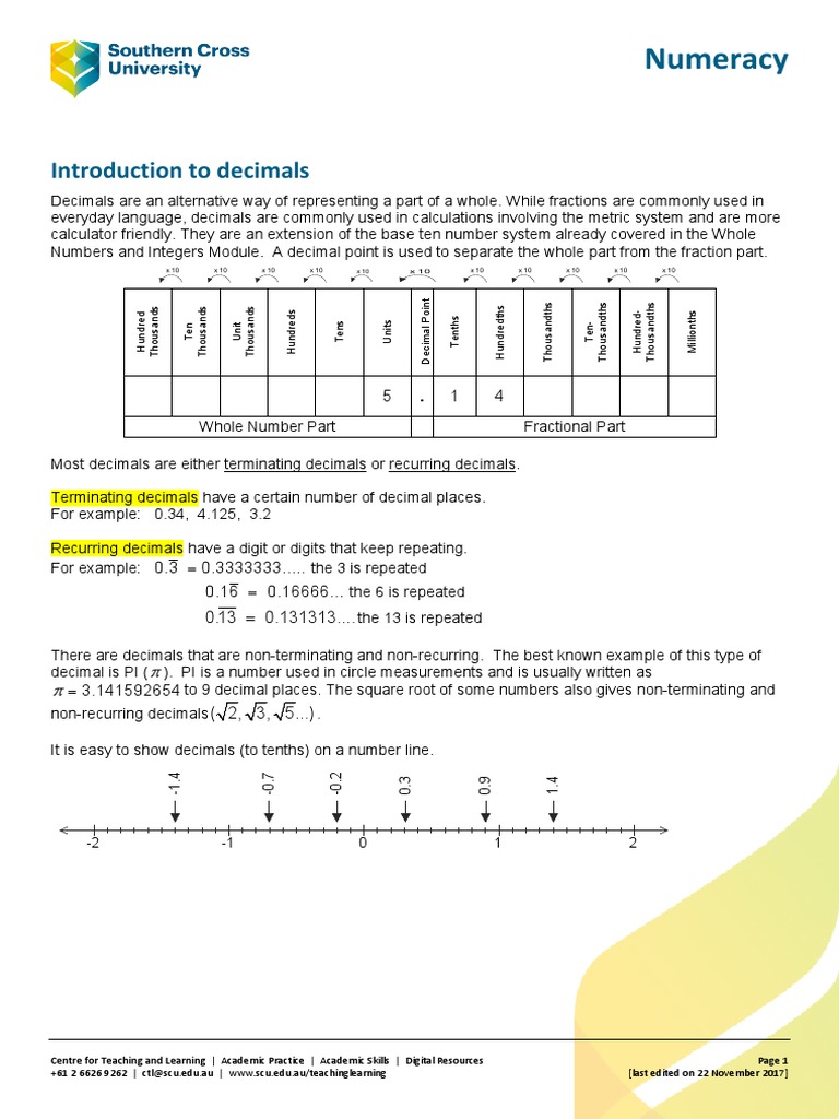 Numeracy: Introduction To Decimals | PDF | Significant Figures ...