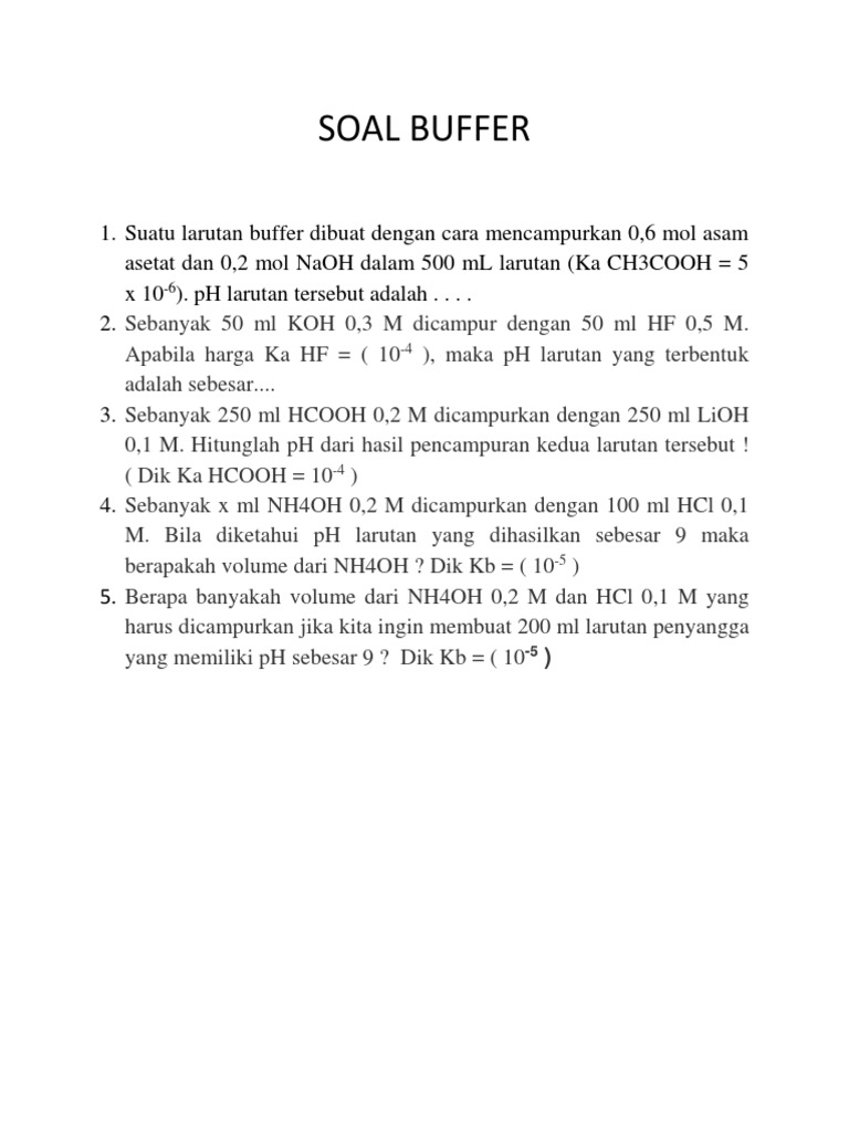 Larutan Buffer dan Perhitungan pH | PDF | Memasak, Makanan, & Anggur ...