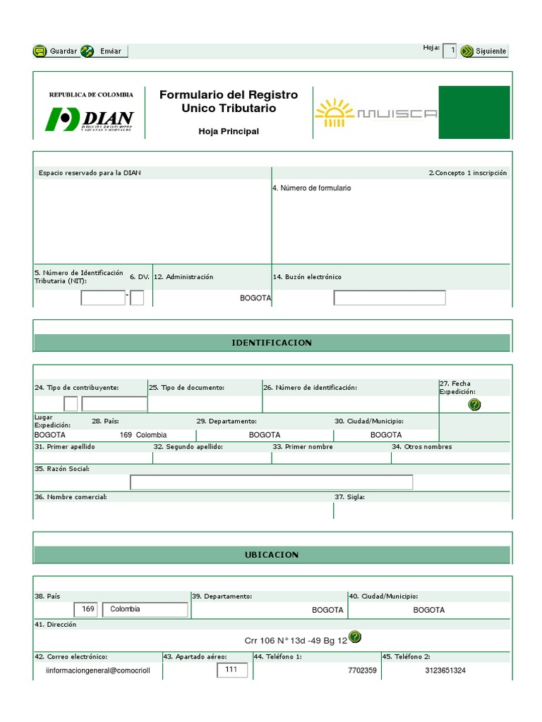 Formulario de Rut Editable | PDF | Bogotá