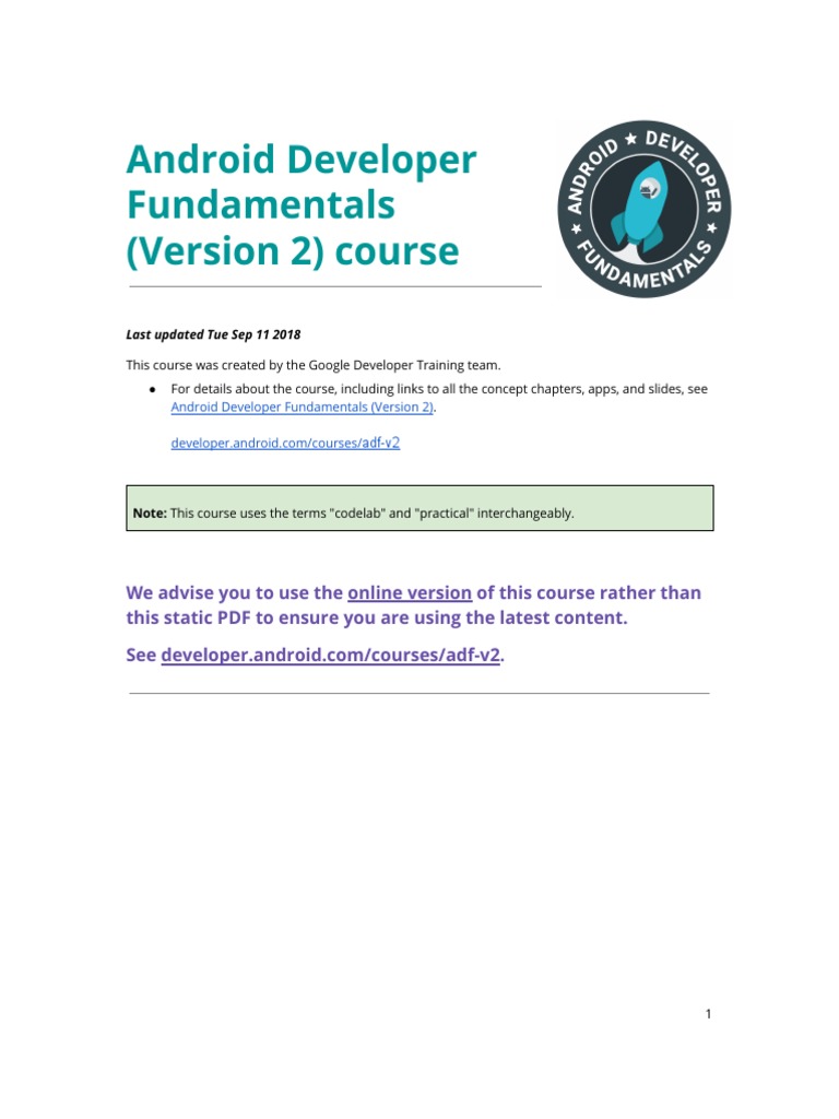 407 - UNIT 1 Android Developer Fundamentals | PDF | Android (Operating System) | Mobile App