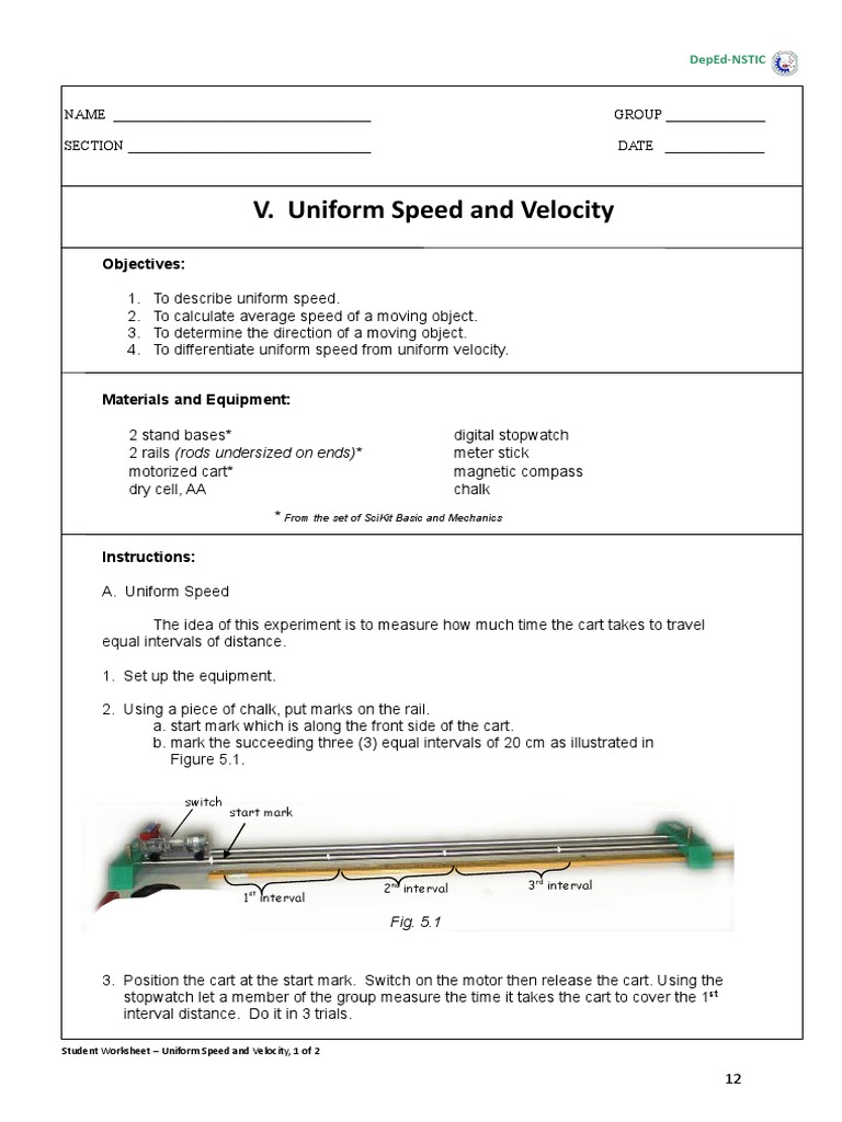 Uniform Speed and Velocity Lab | PDF | Speed | Velocity