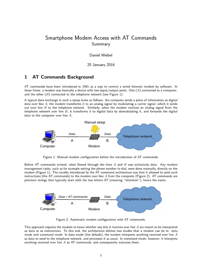 Smartphone Modem Access With AT Commands: Daniel Weibel 20 January 2016 | PDF | Modem | Device ...