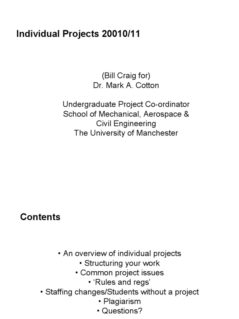 Individual Projects 20010/11 | PDF | Scientific Method | Engineering