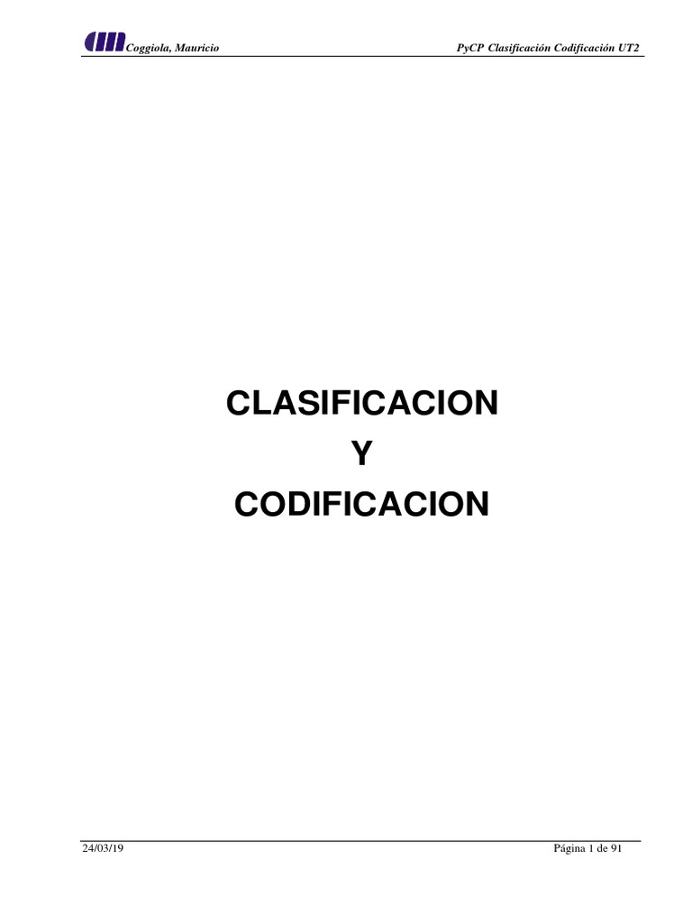 UT2 Clasificación y Codificación 2016 - Formato A4 PDF | PDF | Diseño ...