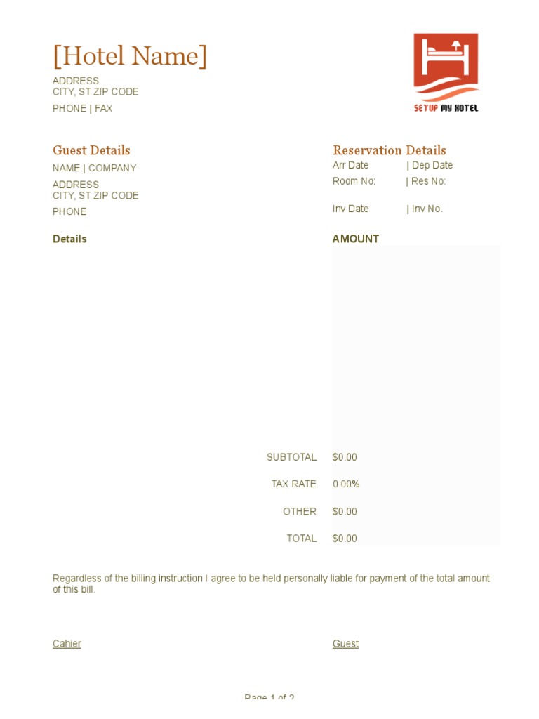 Hotel Guest Reservation Invoice | PDF