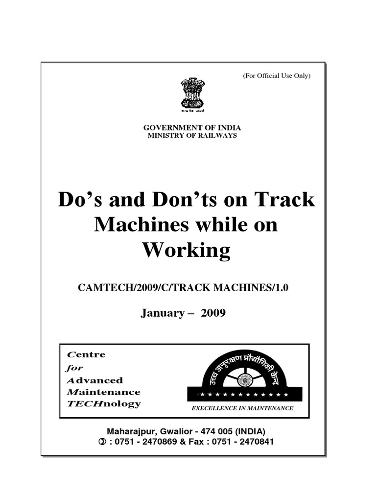 Handbook On Dos & Donts On Track Machines While On Working | PDF ...