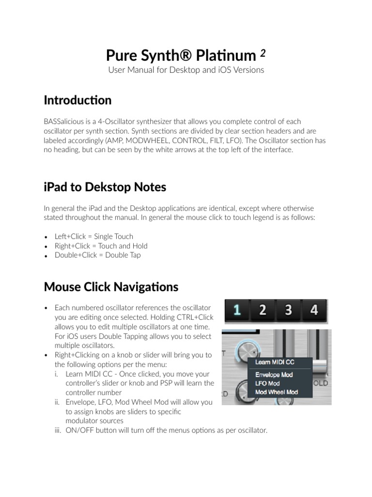 Manual Pure Synth | Download Free PDF | Synthesizer | Menu (Computing)