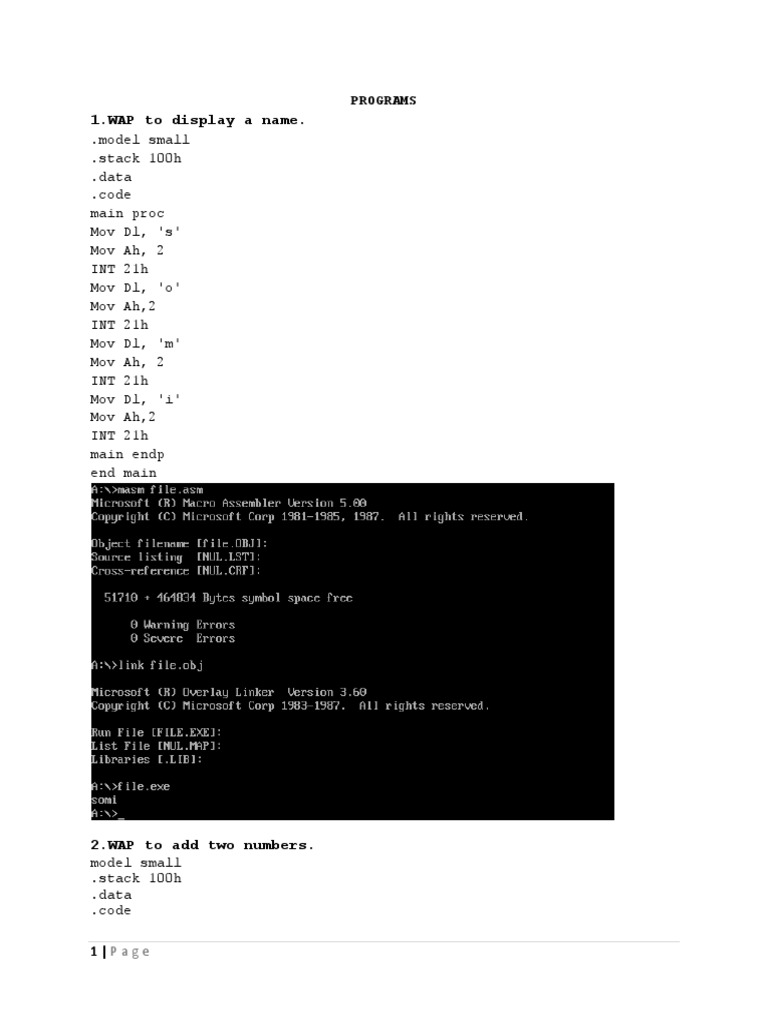 1.WAP To Display A Name | PDF | Computer Programming | Notation