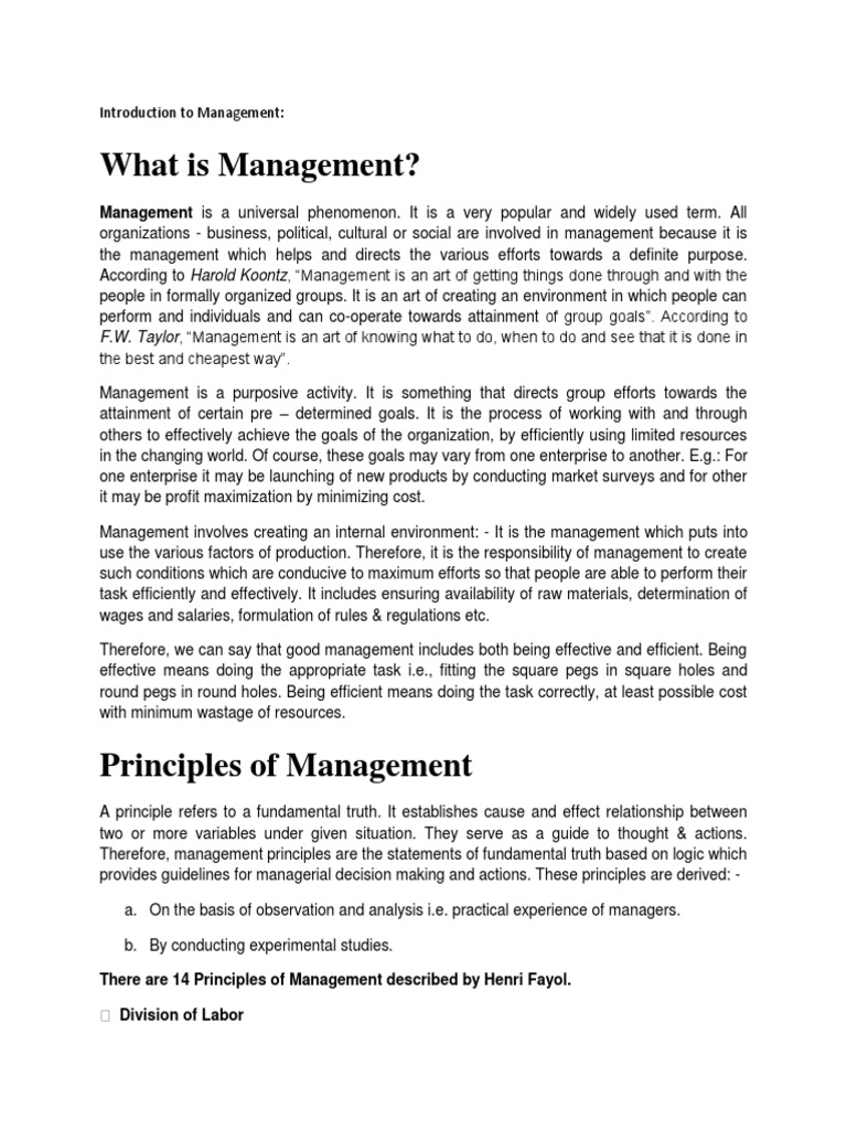 Introduction To Management | PDF | Goal | Factors Of Production