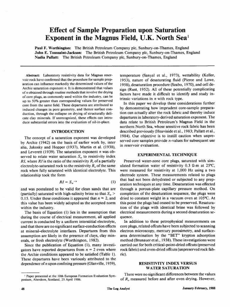 1988v29n1a3 - Sample Prep - Saturation Measurement PDF | PDF | Porosity ...