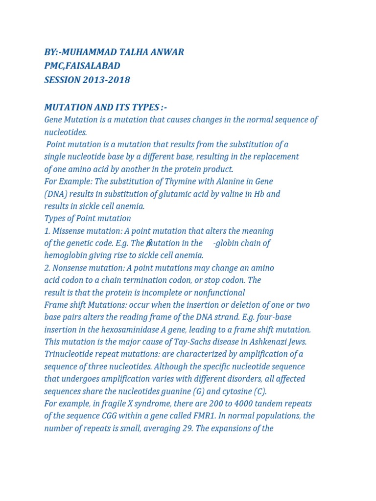 Genetic Disorders | Download Free PDF | Point Mutation | Nucleic Acid Sequence