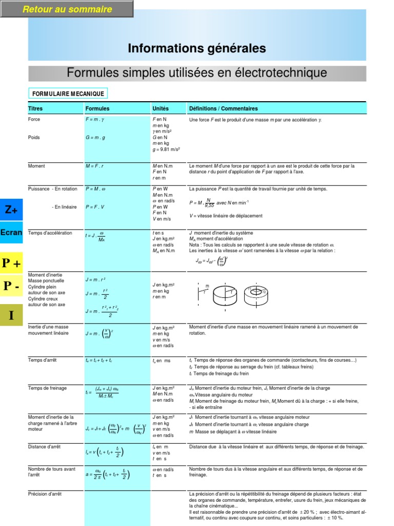 Formules d'Électrotechnique PDF | PDF | Puissance (physique) | Kilogramme
