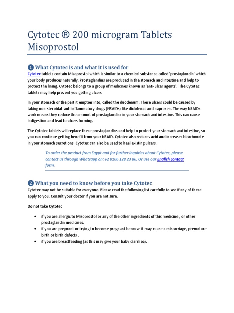 Cytotec 200 Microgram Tablets Misoprostol | PDF | Nonsteroidal Anti ...