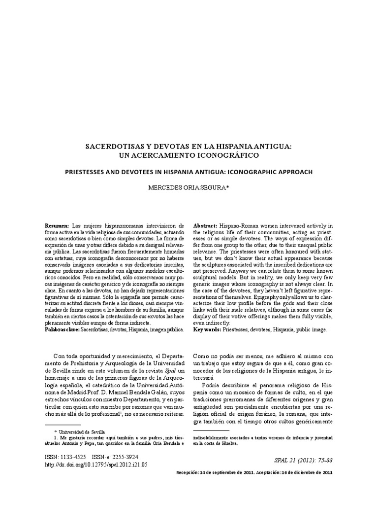 Sacerdotisas en La Devotas Na Hispania Antigua. | PDF | Isis | Roma antigua