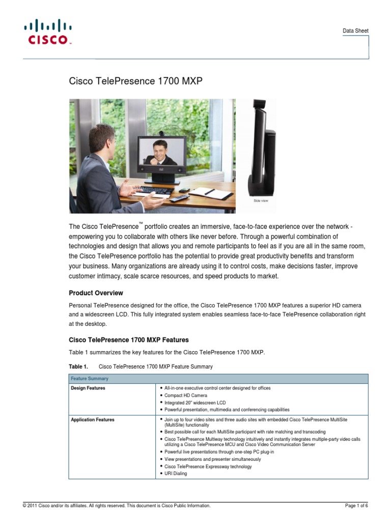1 Video Conferencing Systems Cisco Telepresence 1700 Cts 1700 k9 RF ...