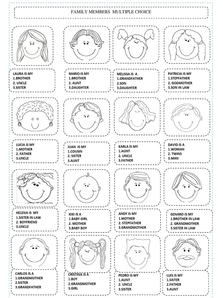 The Family Members Worksheet Templates Layouts - 98586 | PDF