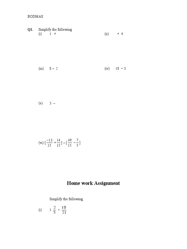 Simplify Expressions Using BODMAS Order of Operations | PDF
